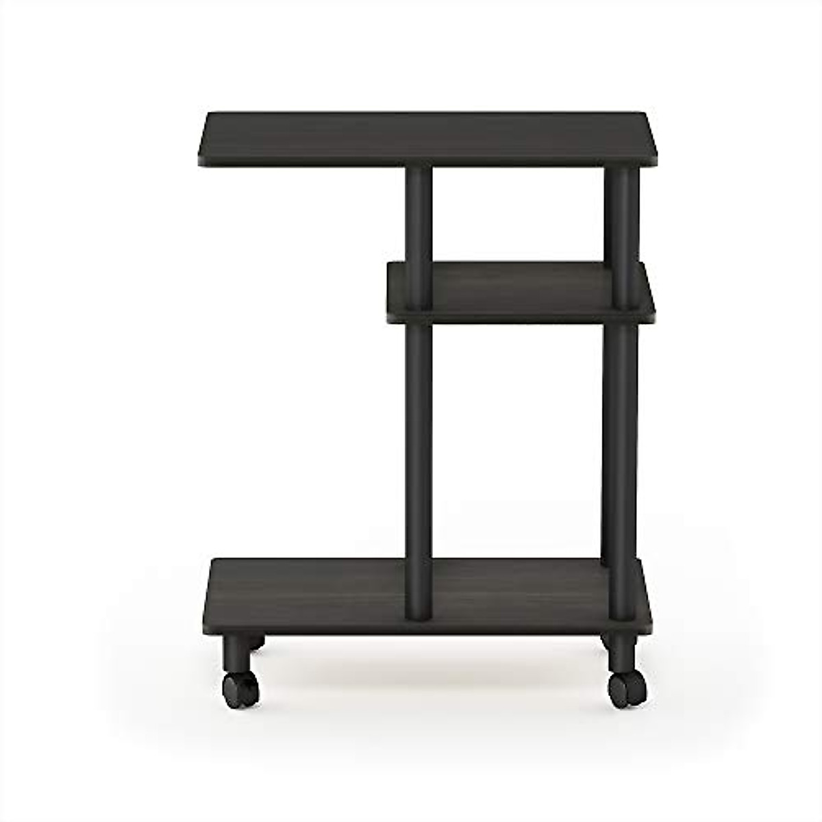 Furinno Turn-N-Tube U Shape Sofa Side Table with Casters, Espresso/Black