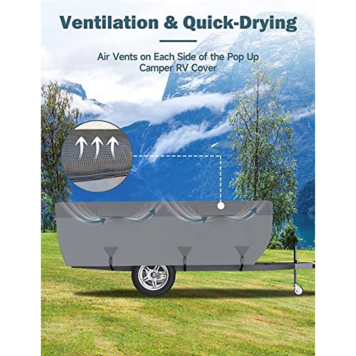 Tent Trailer Cover Umbrauto 2023 Upgraded 7 Layers Top Pop Up Camper Covers Waterproof Extra Thick Polypropylene Breathable Ripstop Anti-UV Pop Up Folding Trailer Cover Fits 10' - 12' Trailers