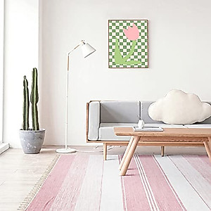 InSimSea Green and Pink Wall Art Set for Living Room, Danish Pastel Aesthetic Room Decor, Abstract Home Wall Art Decorations for Living Room, 8X10in,UNFRAMED