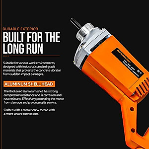 SuperHandy Concrete Vibrating Power Tool, 13k VPM, 4.9 Ft Flex Hose Immersion Shaft, Cement Vibrarator, Electric Corded Handheld, 110VAC 1HP Motor - Remove Air Bubble, Level & Mix Concrete