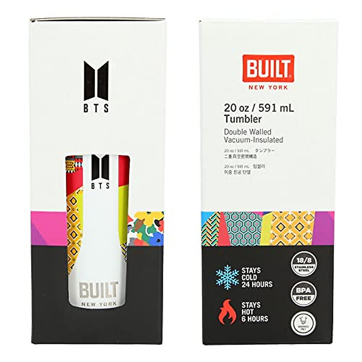 BUILT BTS Tumbler, 20.1 fl oz (591 ml), V Stainless Steel, My Bottle, Bangtan Boys BTS Goods