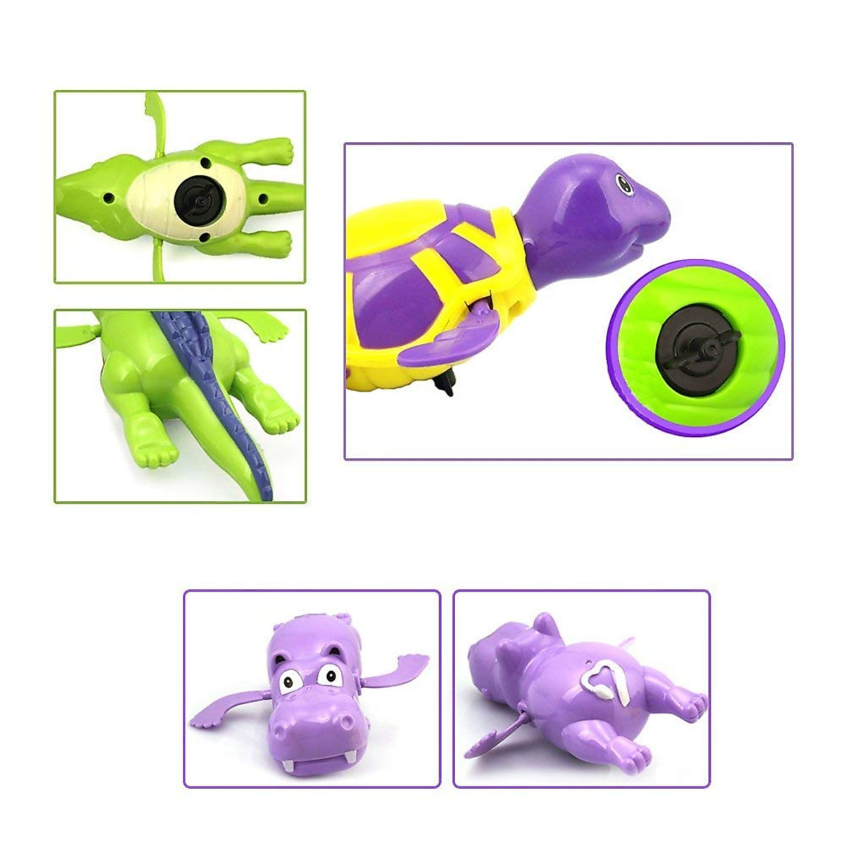 SPADORIVE Floating Wind-up Bath Water Toys - 6 Pcs Sea Animal Bath Toy for Kids and Toddlers - Turtle Hippo Crocodile Hippocampus Fish, Bathtub Playset Clockwor