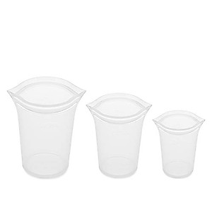 Zip Top Reusable Food Storage Bags | 3 Cup Set [Frost] | Silicone Meal Prep Container | Microwave, Dishwasher and Freezer Safe | Made in the USA