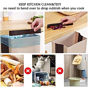 XIJING Small Hanging Kitchen Trash Can, Portable Mini Garbage Can and Collapsible Compact Trash Bin for Kitchen Cabinet Door Drawers, Room, Car, Bedroom Plastic Waste Bin - 9L/2.4 Gallon (Coffee)