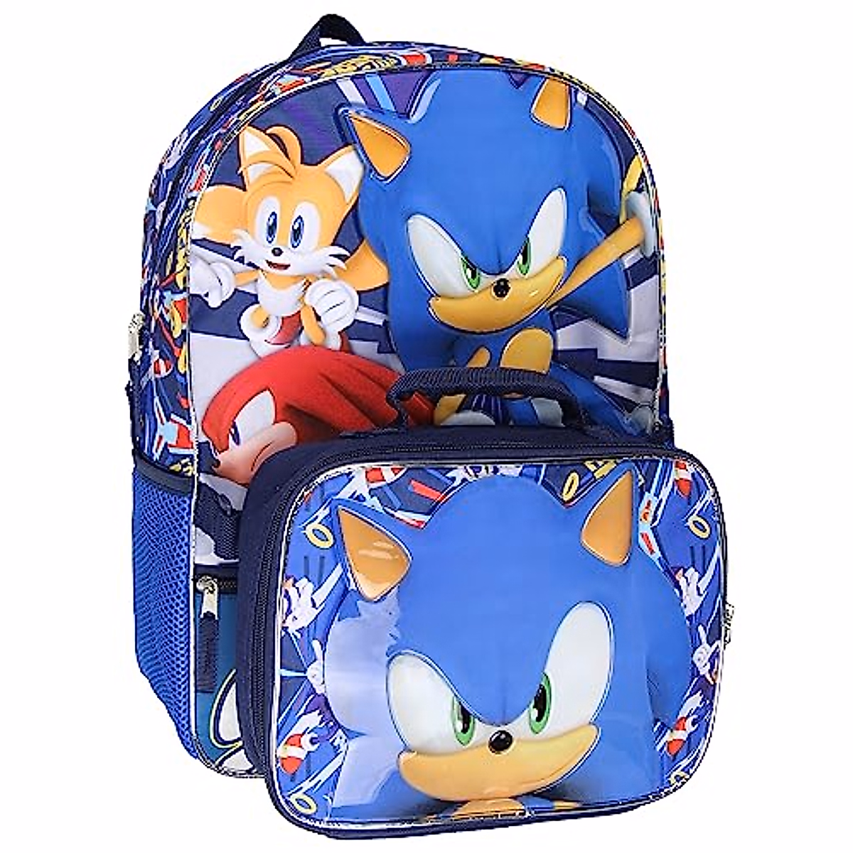 AI ACCESSORY INNOVATIONS Sonic The Hedgehog Tails And Knuckles Kids School Travel Backpack 2 Piece Set With Detachable Lunch Box
