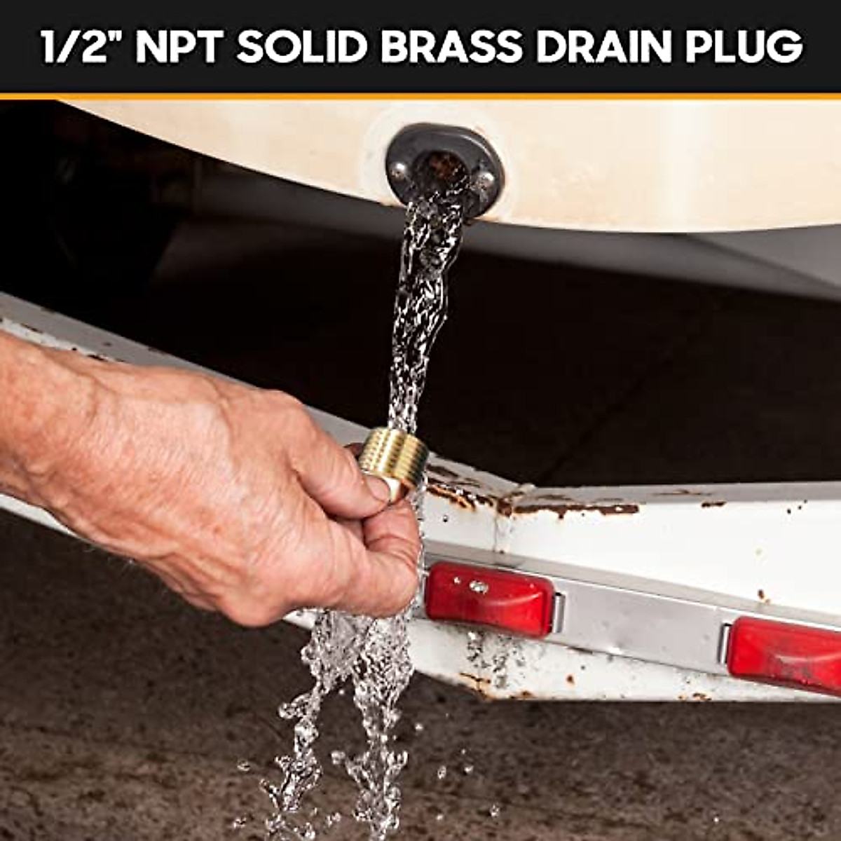 Boat Plugs 1/2 Inch Npt Solid Brass Boat Drain Plug, 2 Pack Garboard Drain Plug Boat Drain Plug Fits Most Boat Hulls (1/2 Inch NPT)