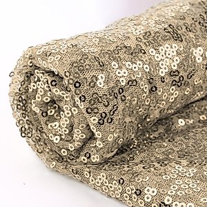 YIEMI Sequin Fabric，Sequin Fabric for Fashionable Clothing、Toy Decoration、Sequin Tablecloth and DIY Etc.(1 Yard, Shallow Gold)