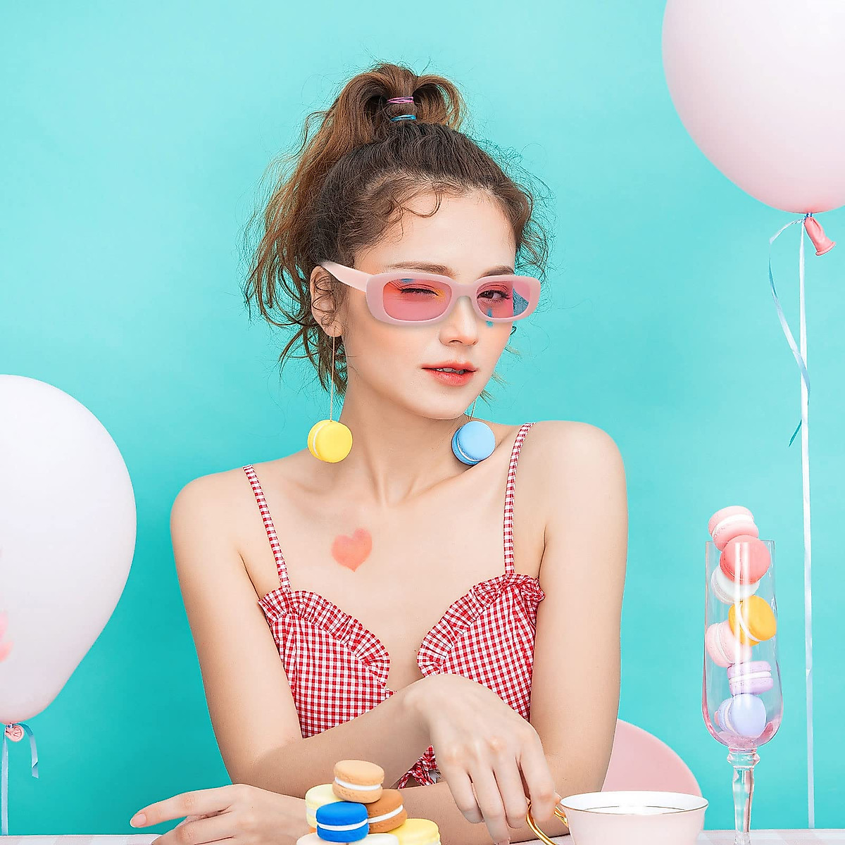 Pibupibu 20 Pack Rectangle Sunglasses Bulk, Retro Rectangle Sunglasses for Women, Fun Y2k Costume Accessories Glasses