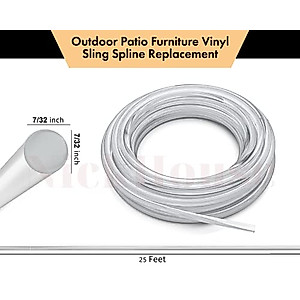 25' Foot .22 Vinyl Sling Spline Outdoor Patio Pool Furniture Repair or Replacement Awning Cord for Sling Chair