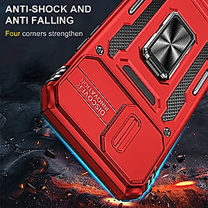 2023 NEW CASE for iPhone 13 Pro Max Case with Stand & Camera Cover Slide,Built-in 180°+360° Rotate Ring Kickstand,Shockproof Military Grade Drop Protective Phone Cover iPhone 13 Pro Max Case Red