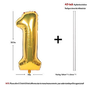 40 Inch Gold Digit Helium Foil Birthday Party Balloons (Gold 1)