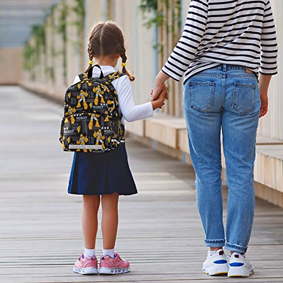 Kid's Toddler Backpack Abstract Robots Soldier Preschool Backpack for Ages 3-6, Funny Warrior Lightweight Book Bag for Boy & Girl, Adjustable Strap 13in Waterproof Kindergarten Schoolbag