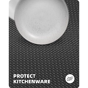 Color G Set 2 Piece Runner Floor Mat, Cushioned Anti Fatigue Mat Non Skid Waterproof Comfort Standing Kitchen Rug, 17"x29"+17"x59", Black