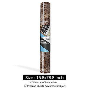Livelynine Counter top Covers Peel and Stick Brown Marble Contact Paper for Countertops Waterproof Wallpaper for Kitchen Counter Top Table Desk Covering Bathroom Faux Marble Vinyl Wrap 15.8"X78.8"
