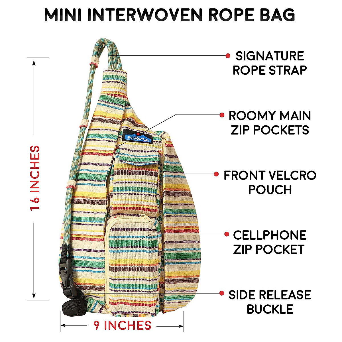 KAVU Mini Interwoven Rope Bag Sling Pack - Aloha Stripe