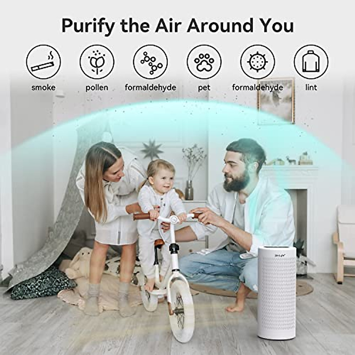 Zen Lyfe Air Purifiers for Home Extra Large Room up to 2360 ft², Washable True HEPA Filter for Allergies and Pets Smokers Pollen Dust Mold Odors Dander, Auto Mode, 24dB, PM2.5 Monitor, White