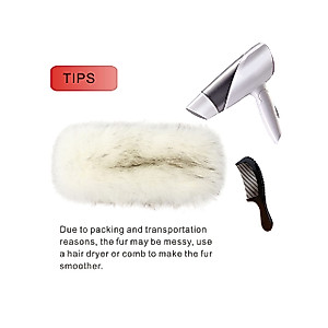 Rulala Fancy Faux Fur Headband for Women Winter Earwarmer Earmuff with Elastic(White)