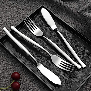 Idomy 8-Piece Stainless Steel Fish Forks Fish Knives, Fish Serving Fork and Fish Serving Knife