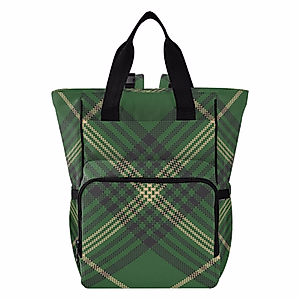 Jihqo Diaper Bag Backpack National Tartan Saint Patrick Day Travel Diaper Bags for Women, 10L Functional Baby Changing Bag with Insulted Pockets, Stroller Straps