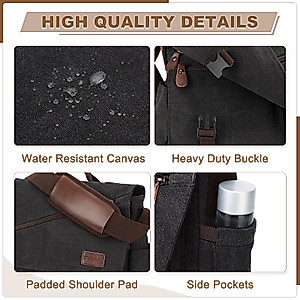 RAVUO Messenger Bag for Men,Water Resistant Canvas Satchel 15.6 17 Inch Laptop Briefcases Business Shoulder Crossbody Bag
