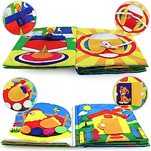 Infant Soft Book, Baby Books 6 to 12 Months, Cute Montessori Educational Newborn Baby Toys 0-3 Months, Nontoxic Fabric Touch & Feel Crinkle Cloth Books for Babies, Infants, Toddlers Visual Stimulating