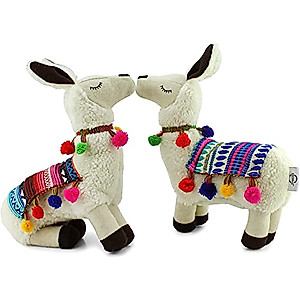 Decorae Plush Llama with Blanket and Pom-Poms, Stuffed Llama Shaped Decorative Pillow