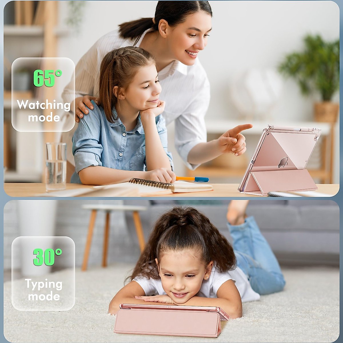 INFILAND Case Compatible with iPad 9th /8th /7th Generation Case(2021/2020/2019),【Ultra-Clear Back & PU Leather Cover】【6 FT Drop Protection】 iPad 10.2 Inch with iPencil Holder-Clear Silver