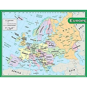 Teacher Created Resources Europe Map Chart, Multi Color (7654)