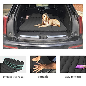 Canodoky SUV Air Mattress, Inflatable Car Mattress Bottle and Phone Holder Thickened Flocking & PVC Surface Car Air Mattress with Electric Air Pump Travel Mattress for Car Camping Road Trip (Black)