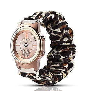 200Pcs Compatible for 3Plus Callie Band, Blueshaw Fabric Elastic Scrunchie Elastic Watch Band Women Cute Replacement Straps for 3Plus Callie Hybrid SmartWatch (Leopard Print)