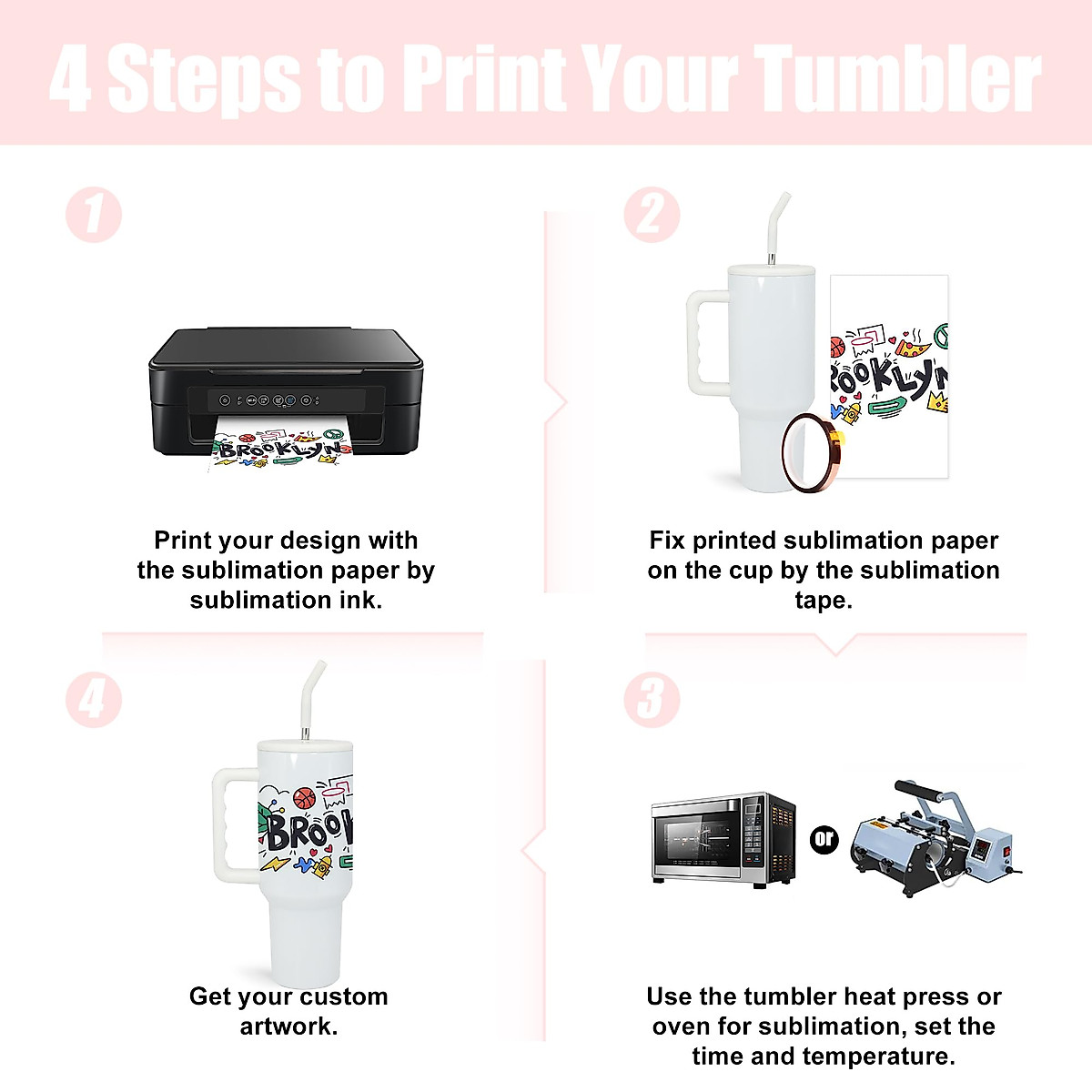 sweet grain 40 oz Sublimation Tumbler with Handle 20 Pack Sublimation Tumblers Blanks Bulk Leak-proof Lid and Straw Insulated Stainless Steel Travel Mug Keeps Cold for 34 Hours (White)