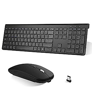UrbanX Plug and Play Compact Rechargeable Wireless Bluetooth Full Size Keyboard and Mouse Combo for Amazon Fire 7 (2017) - Windows, macOS, iPadOS, Android, PC, Mac, Laptop, Smartphone, Tablet -Black