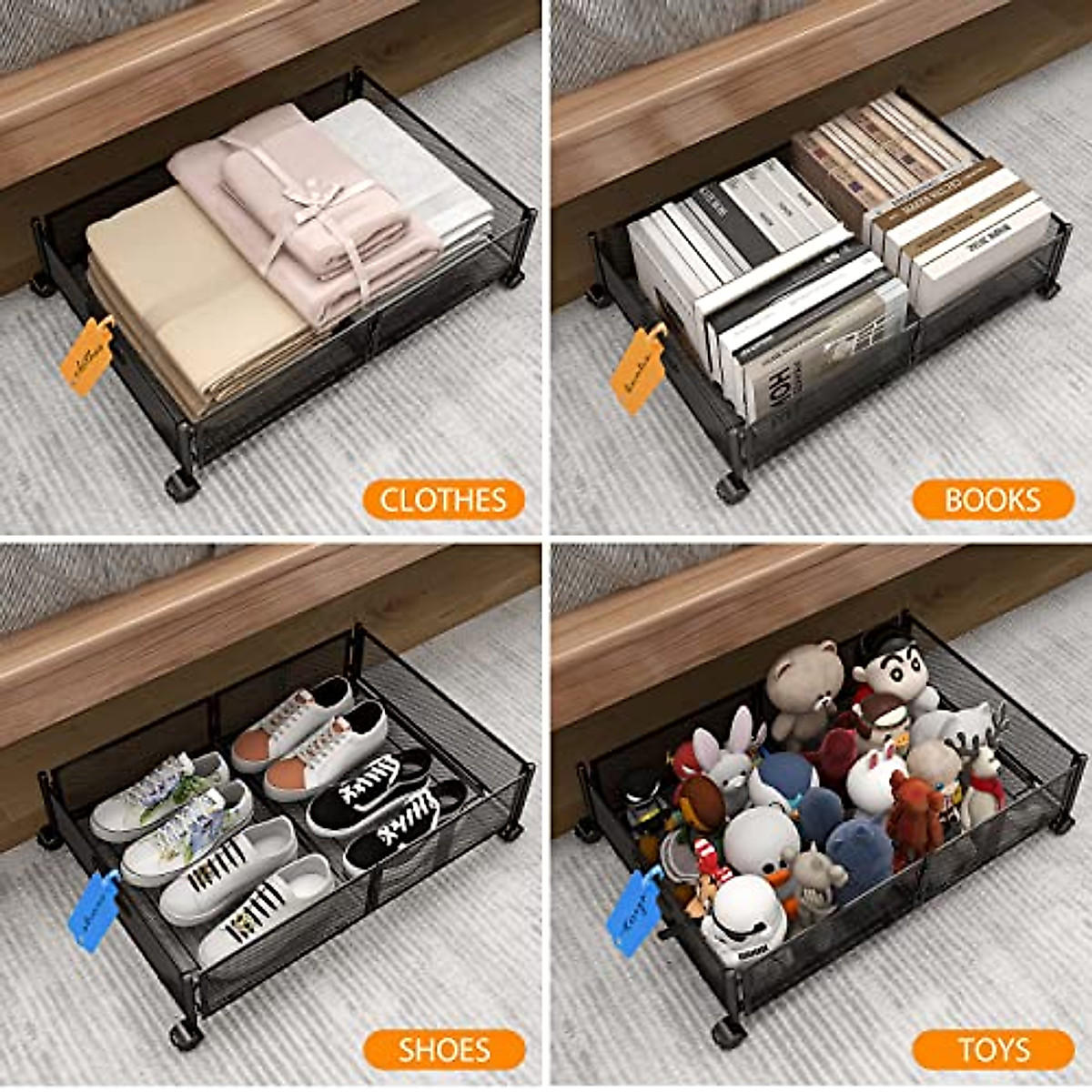 CHAMUTY Under Bed Storage Containers with Wheels - Clothes, Shoes and Underbed Organizer for Bedroom Comforter Storage