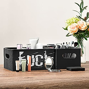 Fuck Guns Print Storage Basket Felt Storage Bin Collapsible Storage Box Cloth Baskets Containers Organizer for Kids Bedroom Magazine