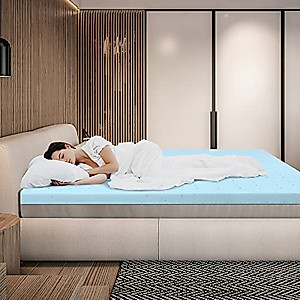 NAFORT 4 Inch Memory Foam Mattress Topper, Ventilated Cooling Gel Infused Bed Foam Topper, Pressure Relieving Bed Pad for Back Pain, Cooling & Breathable, CertiPUR-US Certified - Queen Size