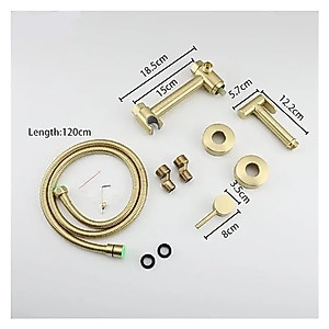ifgswopq Brass Bidet Faucet Gold Toilet Faucet Handheld Toilet Bidet Sprayer Hygienic Shower Hot and Cold Mixer Shower Head (Color : A5090) (A5090)