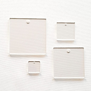 25 Acrylic Square Clear with Hole (Select Size) (4.0")