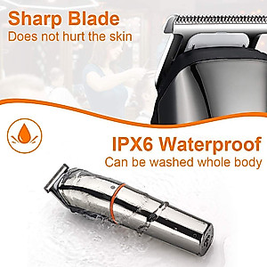 RESUXI Beard Trimmer for Men Hair Clippers Cordless Mustache Nose Trimmer Body Groomer, 6 in 1 Mens Grooming Kit Clippers Hair Cutting Kit, Waterproof USB Rechargeable LCD Display Stand Base