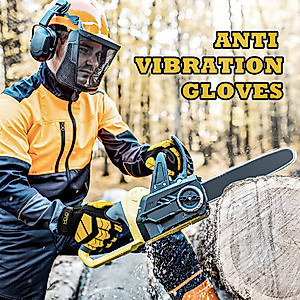 Anti Vibration Work Gloves Men,TPR Impact Protection Gloves,SBR Fingers & Palm Padded Safety Impact Reducing Mechanic Gloves (Medium, Yellow)