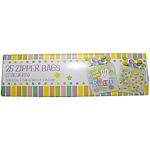 Regent Products Corp Set of 200 Easter Zipper Bags with Easter Bunny, Egg, and Jelly Bean Designs! 6.5"x5.86" - 2 Designs!