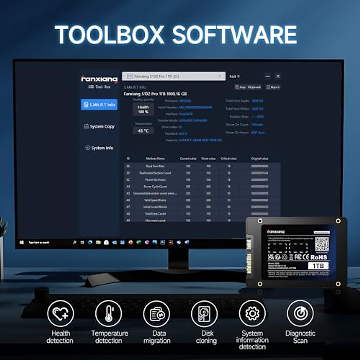fanxiang SSD 2TB Internal Solid State Drive SATA III 6Gb/s 2.5", 3D NAND, SLC Cache, Up to 550MB/s, Compatible with Laptops and PC Desktops(S101)