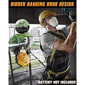 HEINPRO Battery Operated Fan for Dewalt 20V Max Battery with AC Adapter, Up to 650 CFM Portable Fan, Variable Speed Battery Powered Fan Low Noise 30dB Cordless Fan, Jobsite Camping Fan (Only Tool)