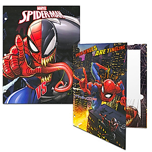 Marvel Shop Marvel Avengers Backpack, Lunch Box, and Spiderman School Supplies Set ~ Bundle with 16 Avengers School Bag, Lunch Box, Stickers, Notebook, and More Superhero superhero backpacks