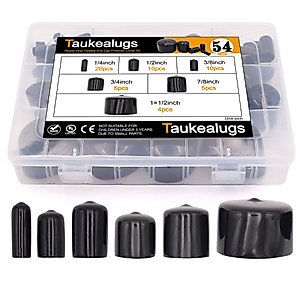 54pcs Black Pipe Post Bolt Screw Rubber Thread Protector Cover Vinyl tube End Caps,Assorted 1/4-inch to 1 1/2-inch-6 sizes