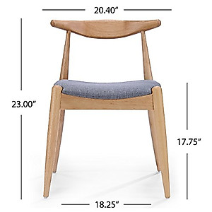 Christopher Knight Home Francie Fabric with Oak Finish Dining Chairs, 2-Pcs Set, Grey / Oak