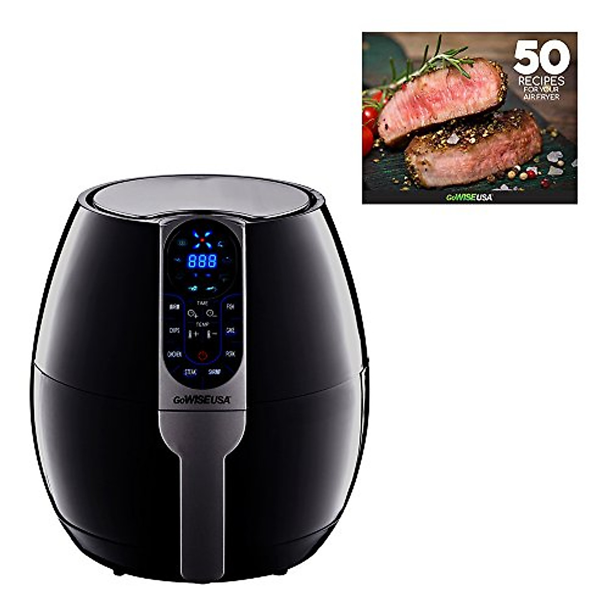 GoWISE USA 3.7-Quart Programmable Air Fryer with 8 Cook Presets, GW22638 - Black