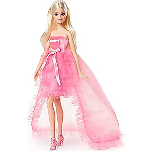 Barbie Birthday Wishes Doll with Blonde Hair and Pink Satin and Tulle Dress, Special Occasion Gifts and Collectibles
