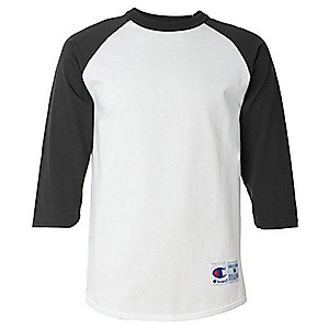 Champion Adult Raglan Baseball T-Shirt, Wht/Blk, Small