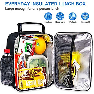 BOOEUDI Lunch box, Lunch Bag, lunch box for men, Reusable Portable Lunch Bag for Women, Durable Adults Tote Bag Lunchbox for Office, Work, Beach, Fishing, Picnic, Travel, Black