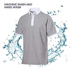 DEOLAX Mens Polo Shirts Fashion ColorBlock Golf Polo Shirts Casual Classic Fit Soft Breathable Short Sleeve Polo Shirt Elastic Lightweight Lapel Polo T-Shirt Top Athletic Quick Dry Polo Shirts for Men